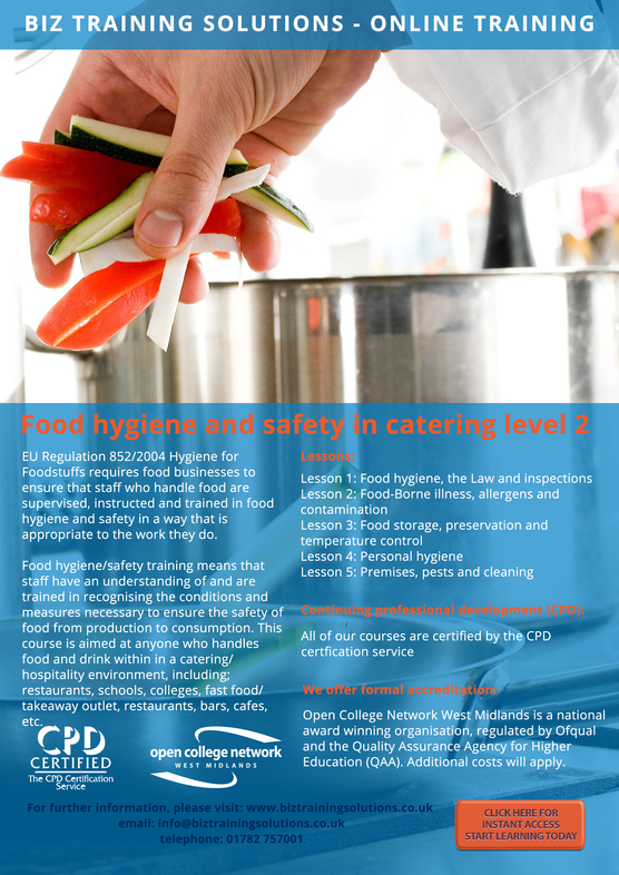 Course: Food hygiene and safety in catering - CPD accredited - Springest